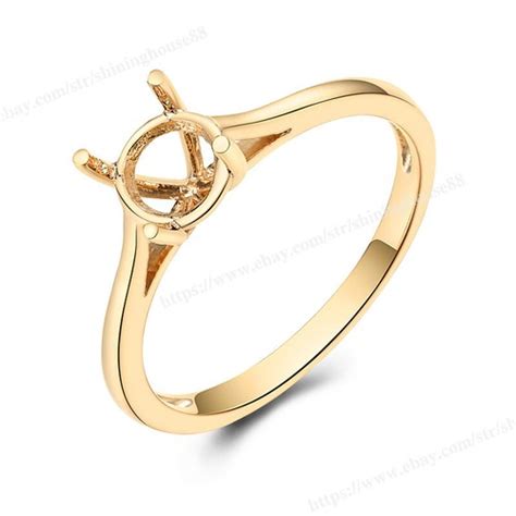 Solid 18k Yellow Gold Solitaire Ring Party Semi Mount Round 65mm Prong