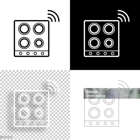 스마트 쿡탑 디자인 아이콘입니다 빈 흰색 및 검은색 배경 선 아이콘 아이콘에 대한 스톡 벡터 아트 및 기타 이미지 아이콘