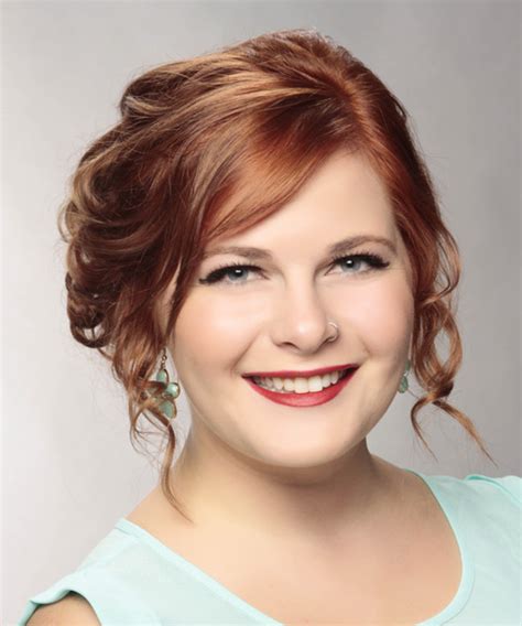 Long Curly Formal Updo Hairstyle Light Red Hair Color With Blonde