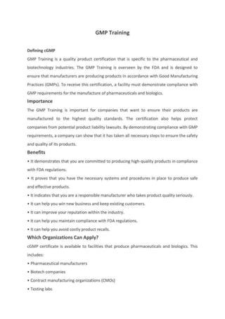 GMP Training PDF
