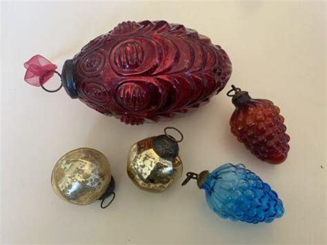 Rare Antique German Mercury Glass Kugel Style Christmas Ornaments