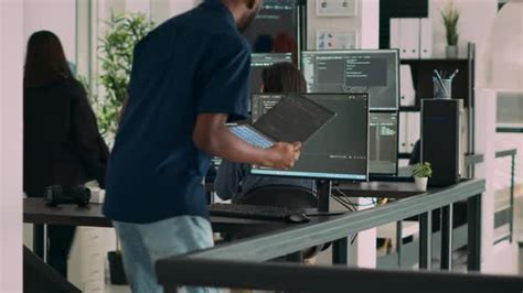 Database Programer Working On Html Script Code To Develop Program App Server Technology Stock