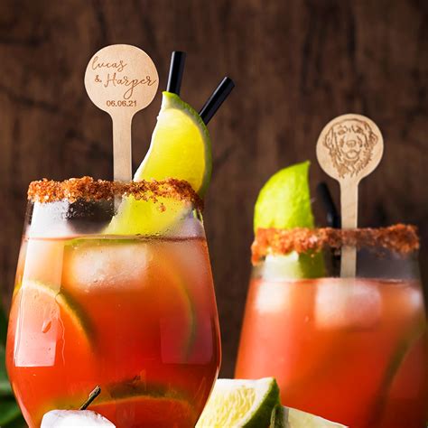 Custom Engraved Wood Cocktail Stirrers Drink Sticks Set Of 50 Callie