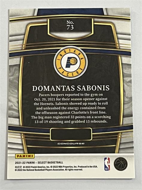 2021 22 Panini Select Domantas Sabonis 多曼塔斯 萨博尼斯 步行者队 《 热门球星 收藏必备 》 凑套