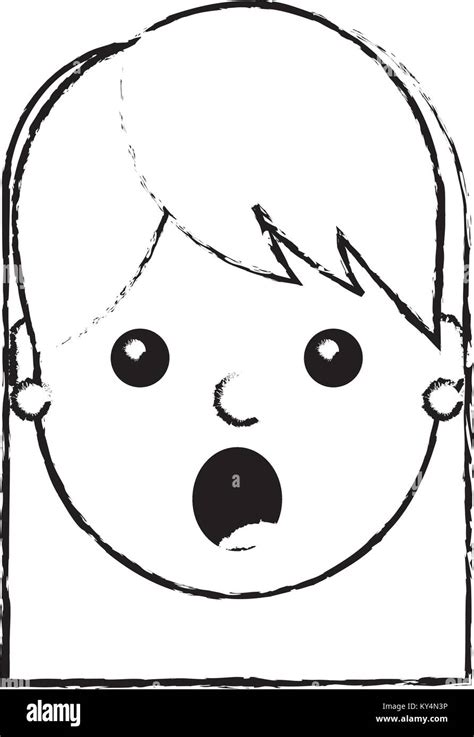 Surprised Young Woman Face Expression Facial Vector Illustration Stock