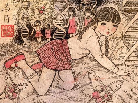 Fractal Underground Studio Original Traditional Media 5girls All Fours Atom Black Eyes