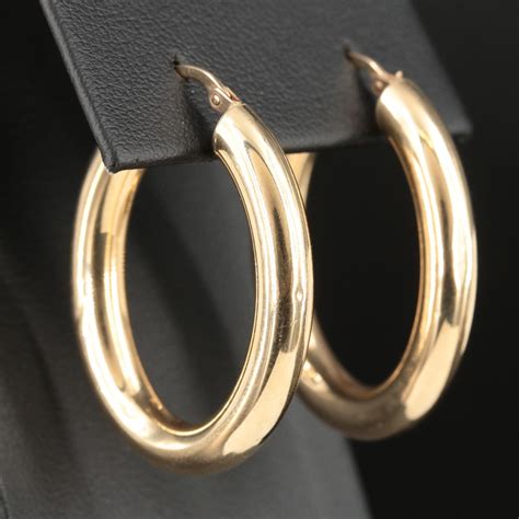 Italian 14k Oval Hoop Earrings Ebth