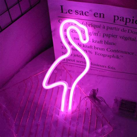 Xiyunte Flamingo Neon Sign Pink Neon Light Signs For Wall Decor