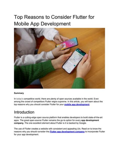 Top Reasons To Consider Flutter For Mobile App Developmentpdf