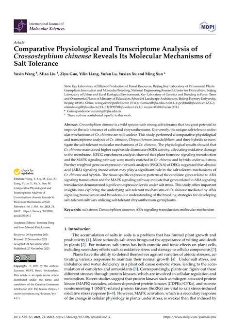 Pdf Comparative Physiological And Transcriptome Analysis Of