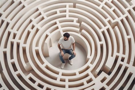 Premium Photo Man Stuck In The Middle Of Maze Confused Male Blocked