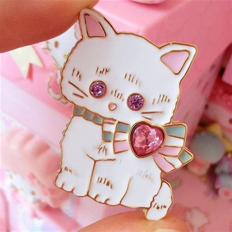 Bunny And Kitten Jewel Rhinestone Enamel Pin Lapel Ddlg Playground