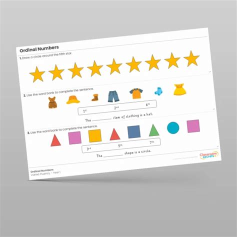 Year 1 Ordinal Numbers Varied Fluency 2 Resource Classroom Secrets