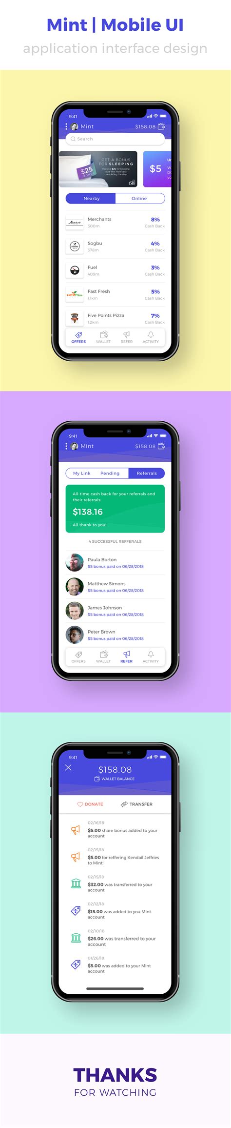 Mint Mobile App Design Behance