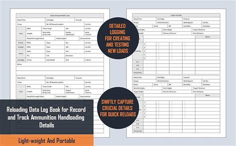 Reloading Data Log Book Ammo Reloading Data Log Book For