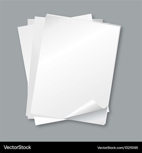 Stack Papers Isolated Blank White Paper Sheets Vector Image