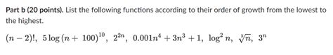 Solved Part B Points List The Following Functions Chegg