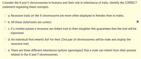 Solved Consider The X And Y Chromosomes In Humans And Their Role In