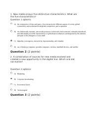 COMM 202 Week 4 Quiz Docx 1 New Media Enjoys Five Distinctive