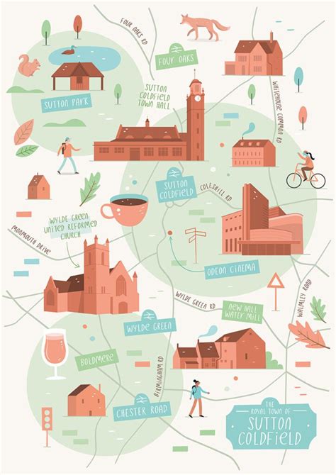 Illustrated Map Of Sutton Coldfield Illustrated Maps By Tom Woolley
