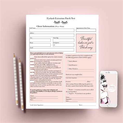 Eyelash Extension Patch Test Form Eyelash Extension Form Etsy
