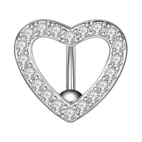 Nuolux Stainless Steel Heart Shaped Zircon Belly Button Ring Body