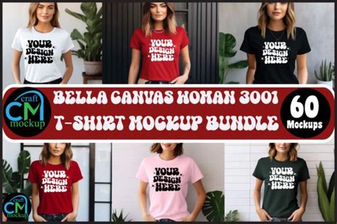 Bella Canvas Woman 3001 T Shirt Mockup 3 Graphic By Craft Mockup