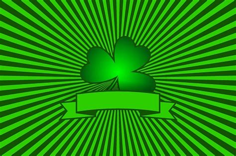 줄무늬 배경에 토끼풀 및 리본 배너입니다 벡터 일러스트 레이 션 세인트 패트릭 하루 인사말 카드에 대 한 3월에 대한 스톡 벡터 아트 및 기타 이미지 Istock