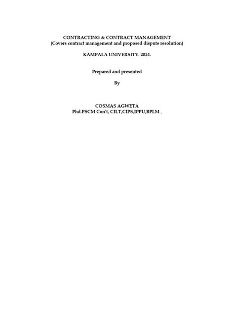 Procurement Contract Management Pdf Arbitration Procurement