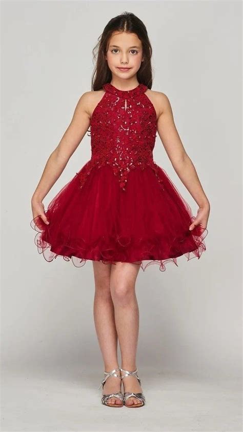 Girls Short Applique Halter Dress By Cinderella Couture 5100 Halter