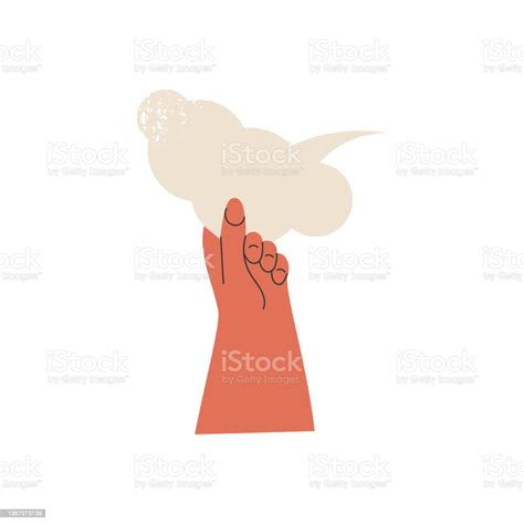 투표 또는 남자의 손 아이디어 코멘트 정보 의견 또는 메시지 평면 벡터 만화 그림과 흰색 음성 거품을 들고 배경에 격리 된 투표
