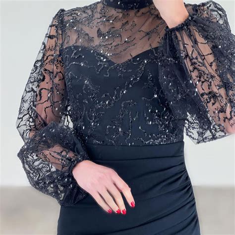 مدل لباس شب مشکی رنگ با طرح های خاص و شیک زنانه