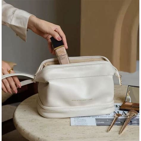 Bolsa Necessaire Feminina para Maquiagem e Cosméticos Couro PU Maleta