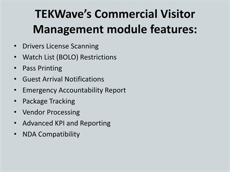 ppt logistics visitor management tekwave solutions powerpoint