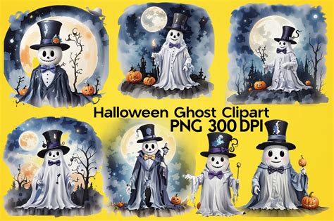 Halloween Ghost Clipart Bundle Graphic By Artneticy Fly · Creative Fabrica