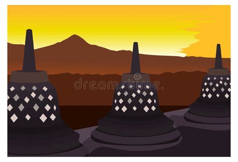 Borobudur Temple World Heritage Vector Illustration Stock Vector