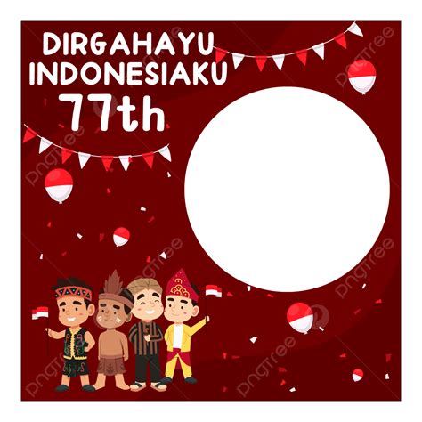 تصميم Twibbon Hut Ri 77 مع أطفال يرتدون ملابس تقليدية كوخ ري 77 77