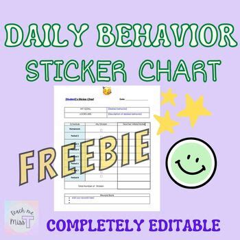 FREE Behavior Tracker Sticker Chart By Teach Me Miss T TPT