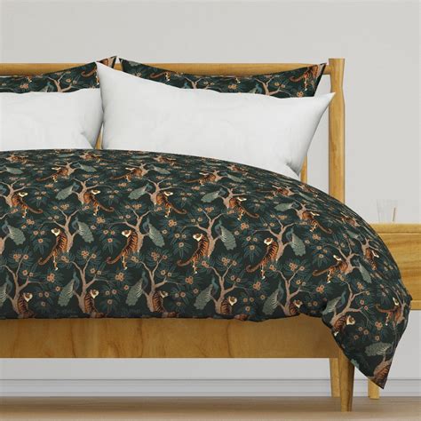 Tiger And Peacock Medium Scale Duvet Cover Spoonflower