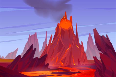Volcanic Eruption With Lava Fire And Smoke 14603041 Vector Art At Vecteezy