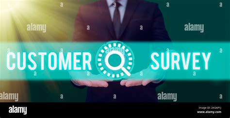 Writing Displaying Text Customer Survey Internet Concept Source To Obtain Information About