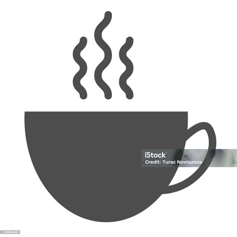 咖啡固體圖示杯中的熱飲 蒸汽插圖隔離在白色上一杯茶字形設計 專為網頁和應用程式設計向量圖形及更多互聯網圖片 互聯網 剪裁圖 含酒精飲品