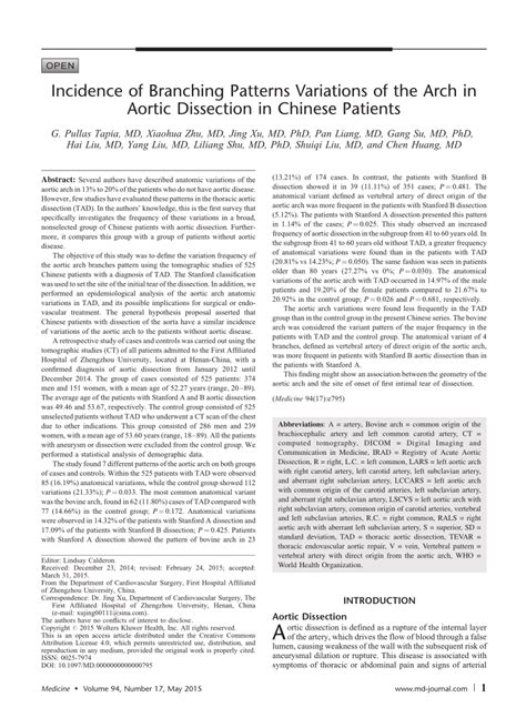 Pdf Incidence Of Branching Patterns Variations Of The Arch In Aortic