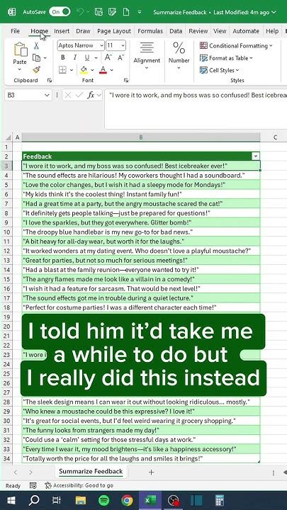 summarize feedback in excel‼️ excel youtube