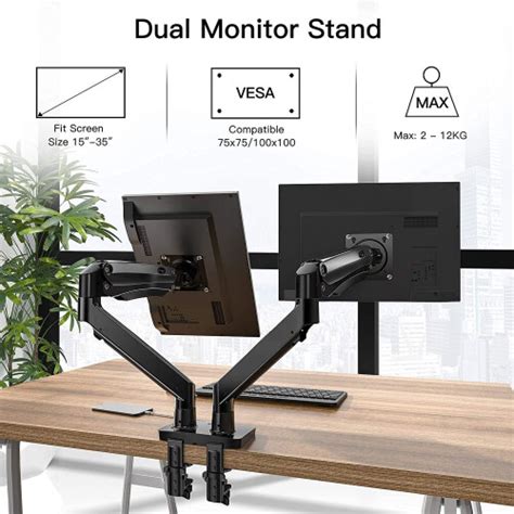 Huanuo Dual Monitor Stand For 15 35 Inch Ultrawide Screens Gas Spring