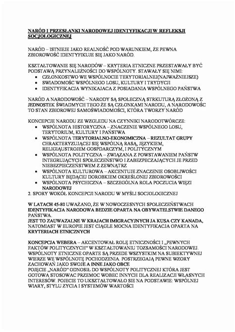 Naród w refleksji socjologicznej wykład Notatek pl