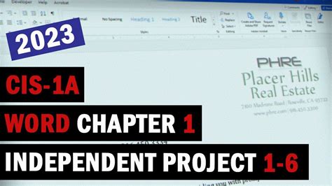 Word In Practice Chapter 1 Independent Project 1 6 YouTube