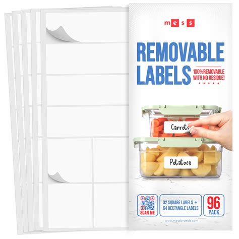 Mess Food Labels For Containers Removable Labels For