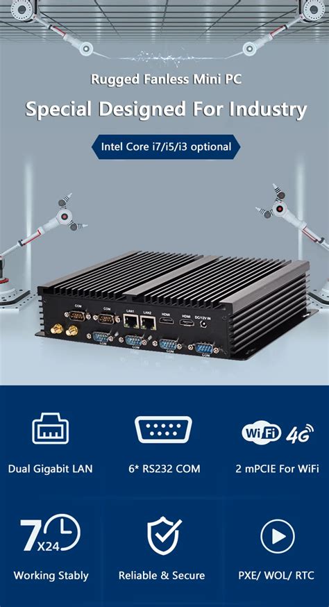 Oem Fanless Industrial Mini Pc I U Rugged Itx Case Embedded Computer Low Power V Dual Lan