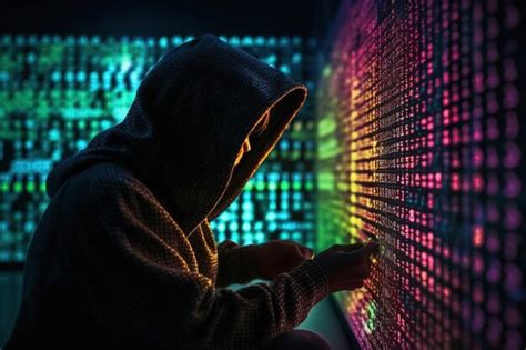 premium ai image cybersecurity computer hacker with hoodie